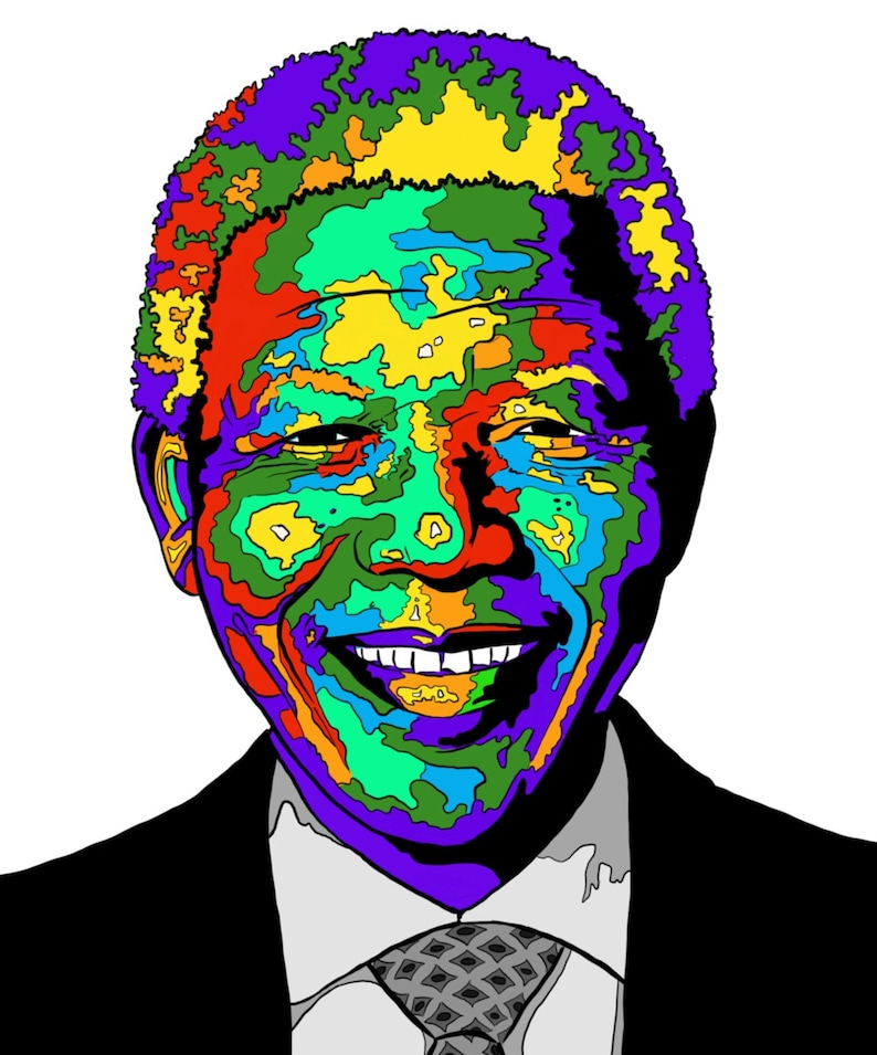 Nelson Mandela Rainbow Nation Portrait - South African President - Anti ...