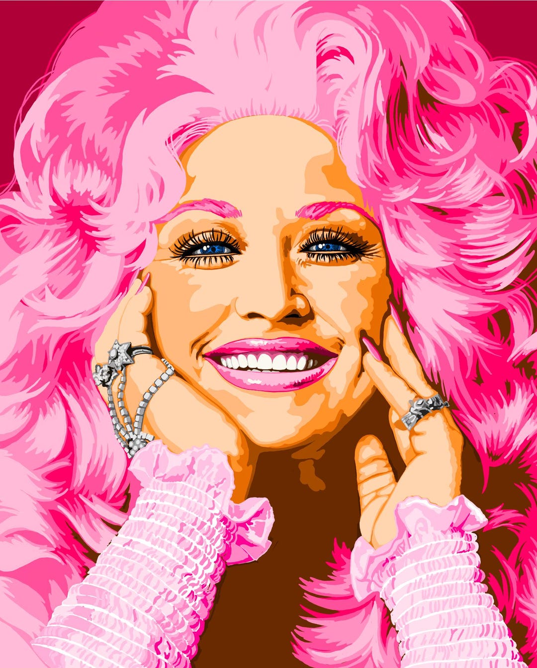 Pink Dolly Parton Portrait - Inspirational Country Singer - Kindness ...
