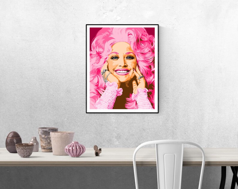 Pink Dolly Parton Portrait Inspirational Country Singer Kindness ...