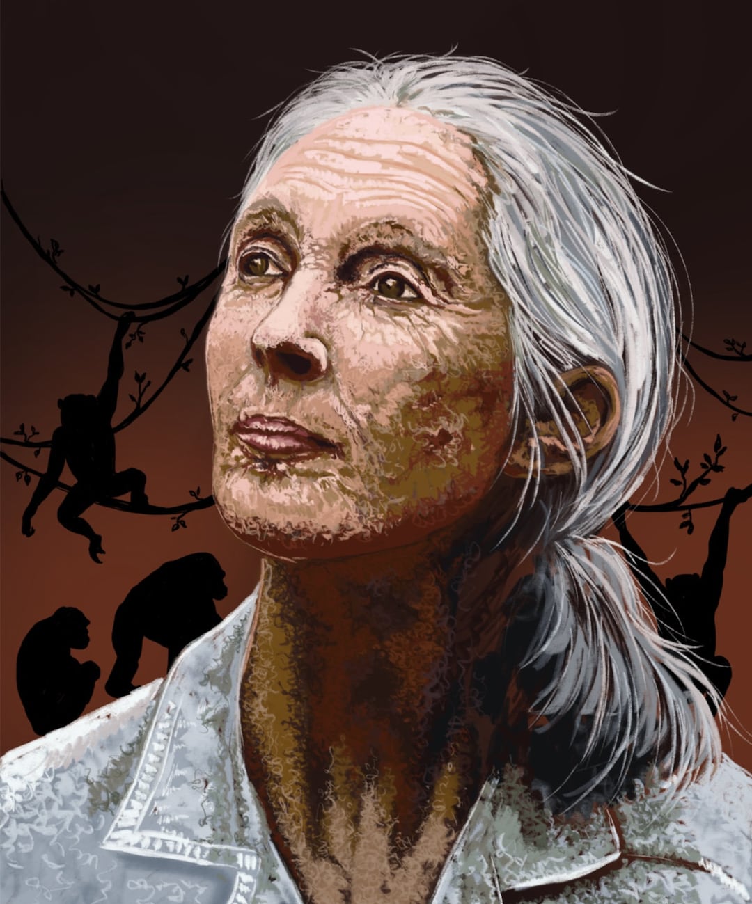 Jane Goodall Portrait - Environmental Activist Art - Woman Scientist ...