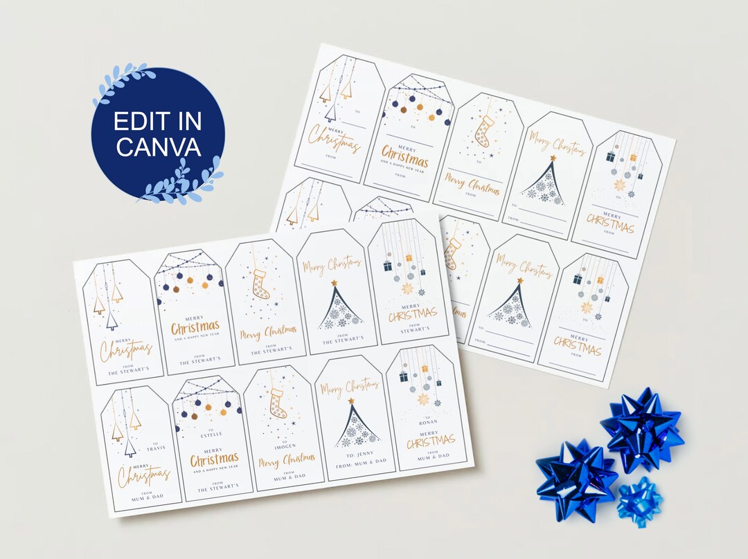 Printable Christmas Gift Tags Elegant Design Xmas Present Tags Blue and ...