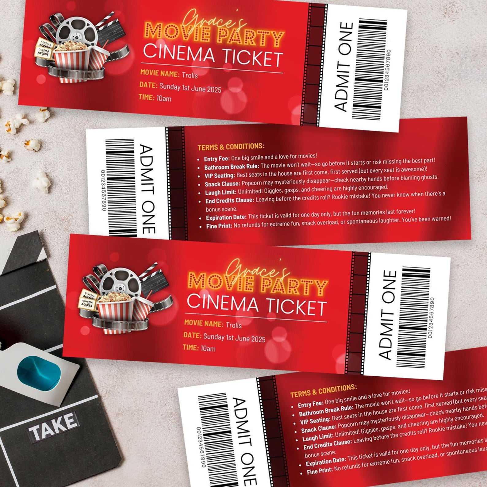 Animated Digital Movie Party Invitation With Sound Film Design Theatre ...