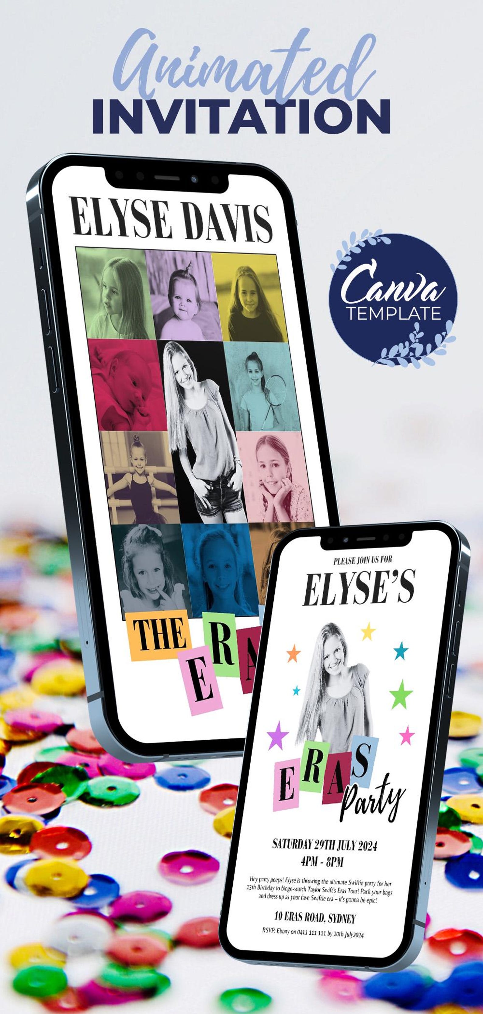 Eras Party Birthday Invitation Digital Eras Theme Party Animated ...