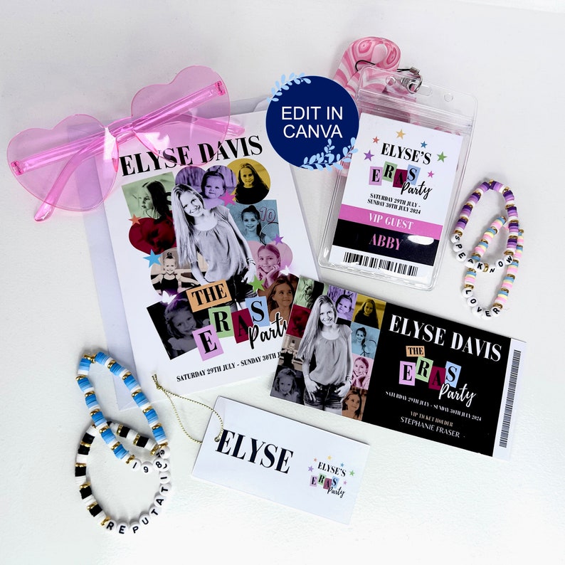 Eras Party Invitation Bundle Personalised Birthday Era Ticket Invite ...