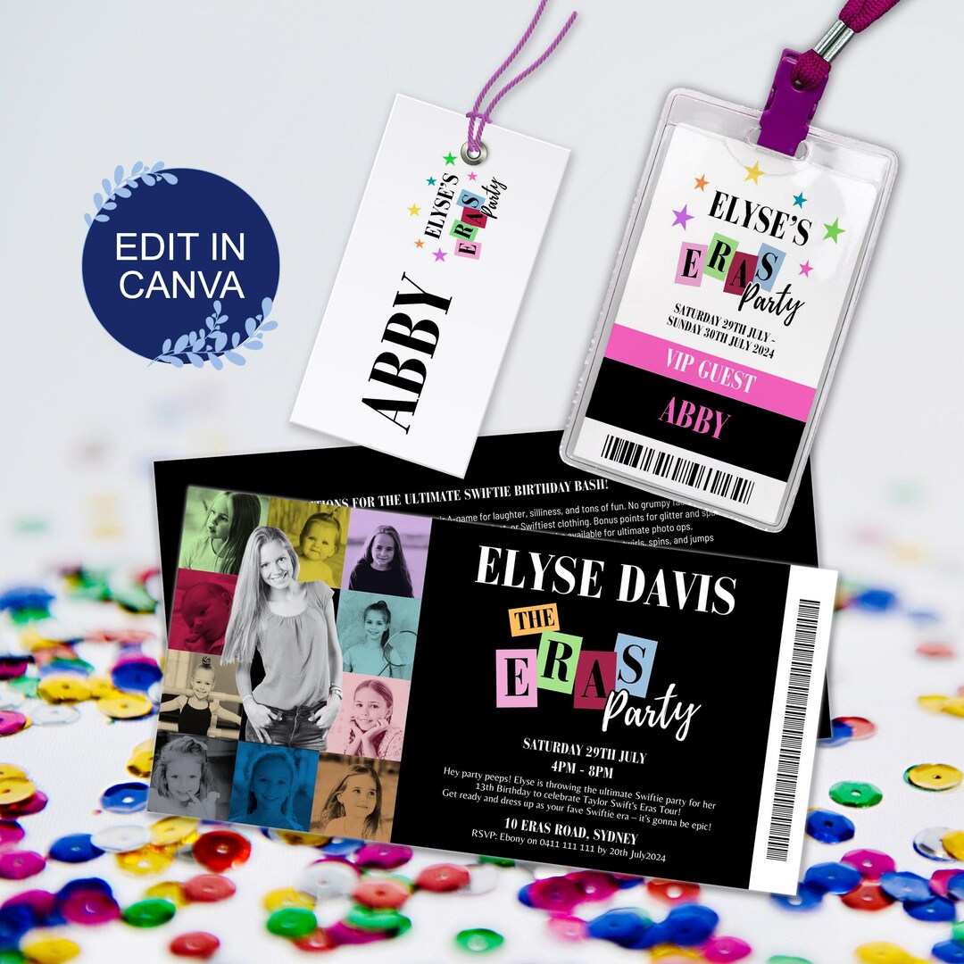 Eras Party Ticket Invitation Personalised Birthday Era Ticket Invite ...