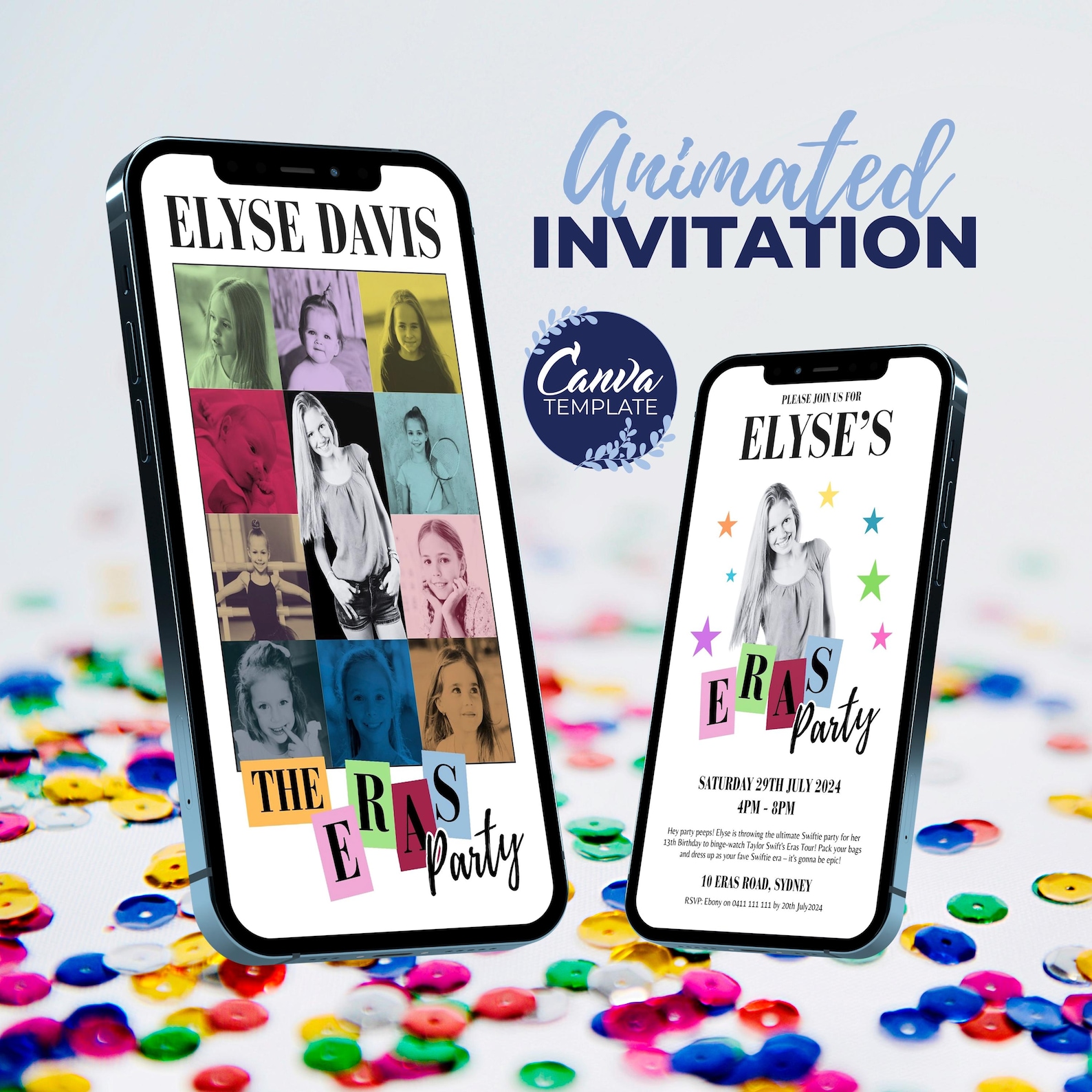 Eras Party Birthday Invitation Digital Eras Theme Party Animated ...