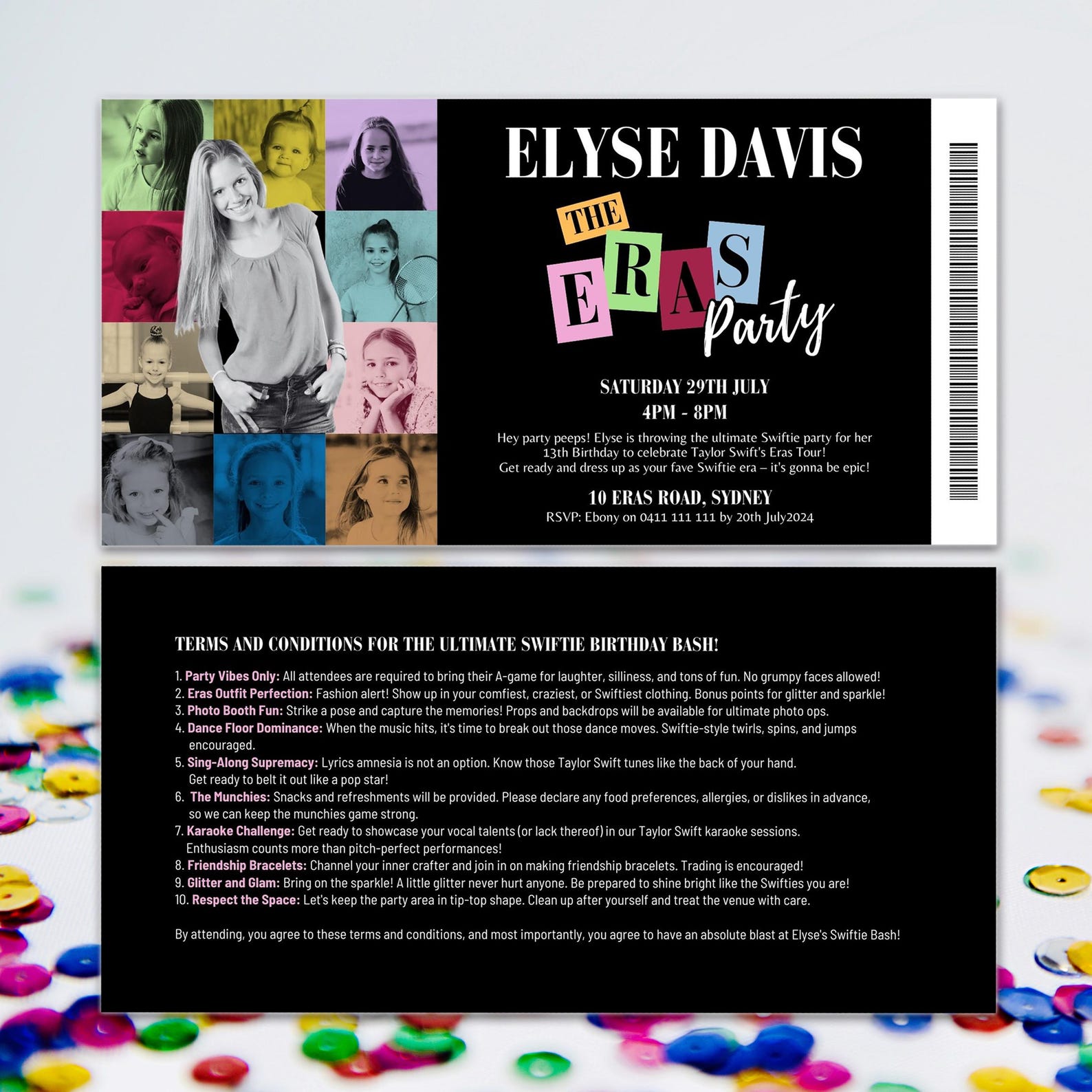 Eras Party Ticket Invitation Personalised Birthday Era Ticket Invite ...