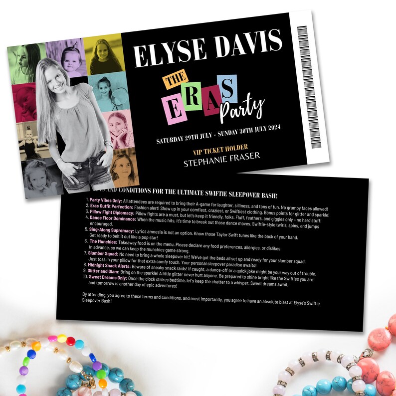 Eras Party Invitation Bundle Personalised Birthday Era Ticket Invite ...