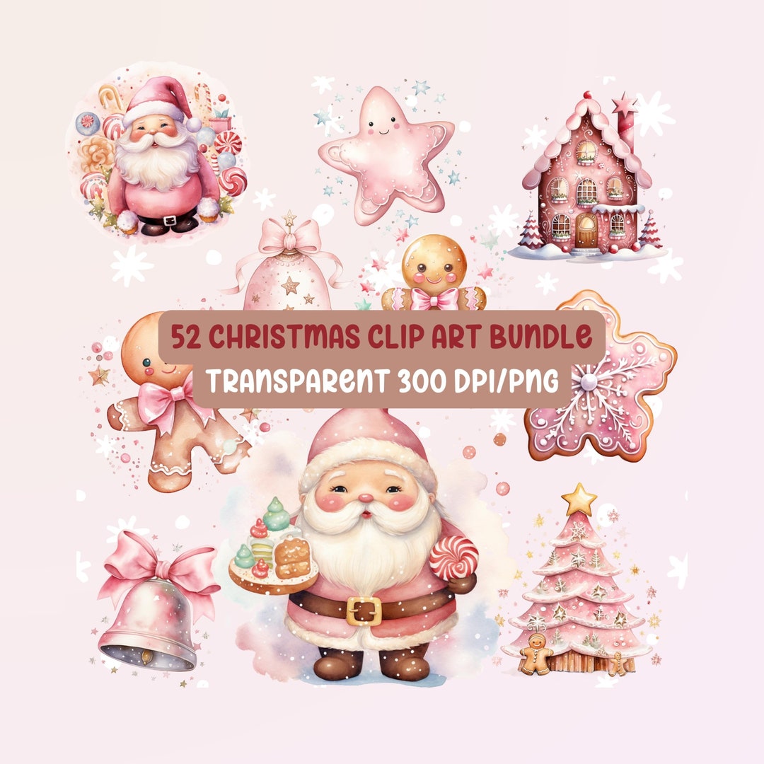 Pink Gingerbread PNG Clipart Bundle Pink Christmas Clipart Bundle ...