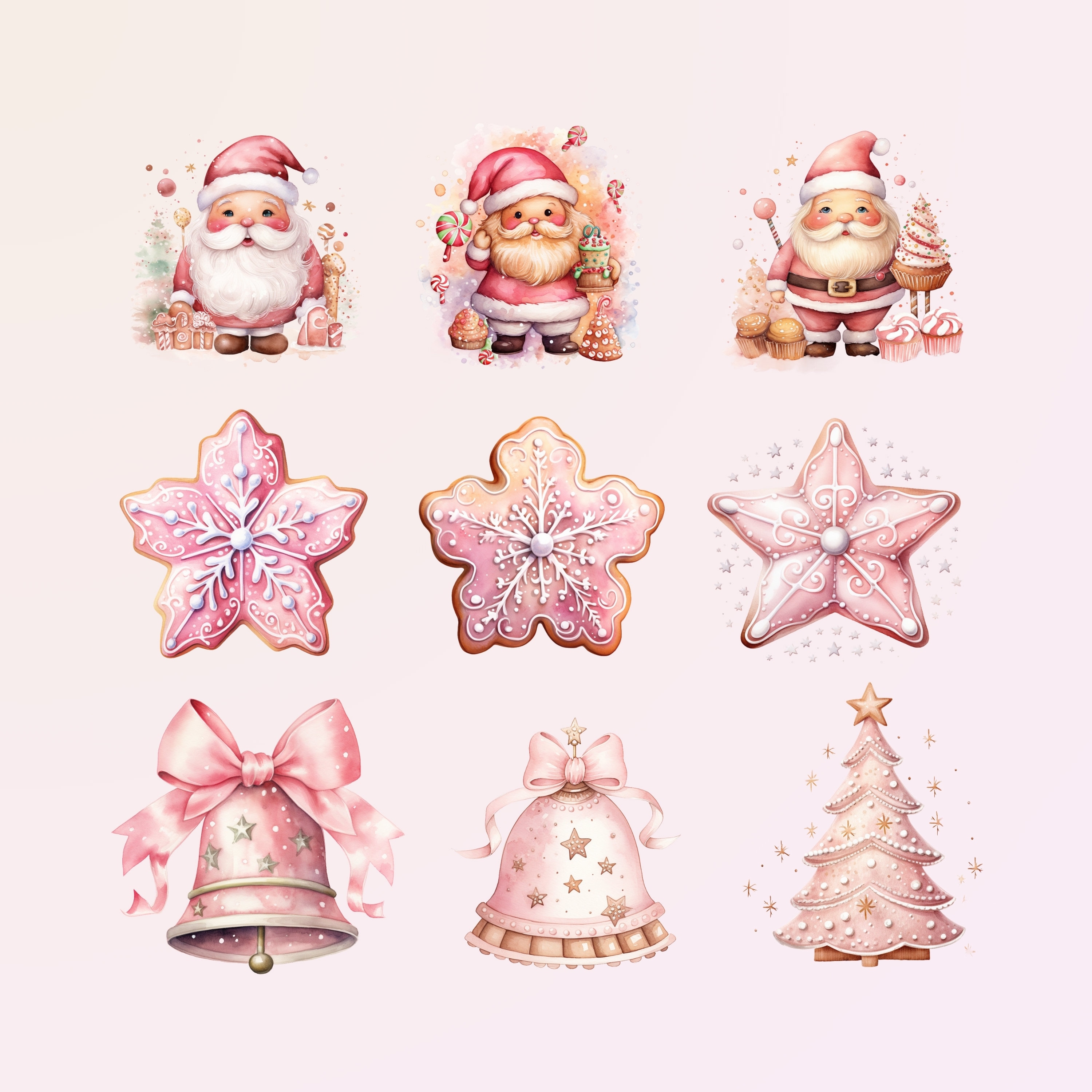 Pink Gingerbread PNG Clipart Bundle Pink Christmas Clipart Bundle ...