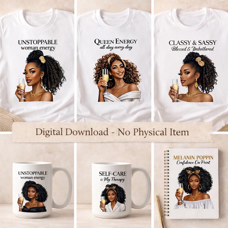 Melanin Queen Clipart Bundle | Black Boss Lady | Afro Glam PNG ...