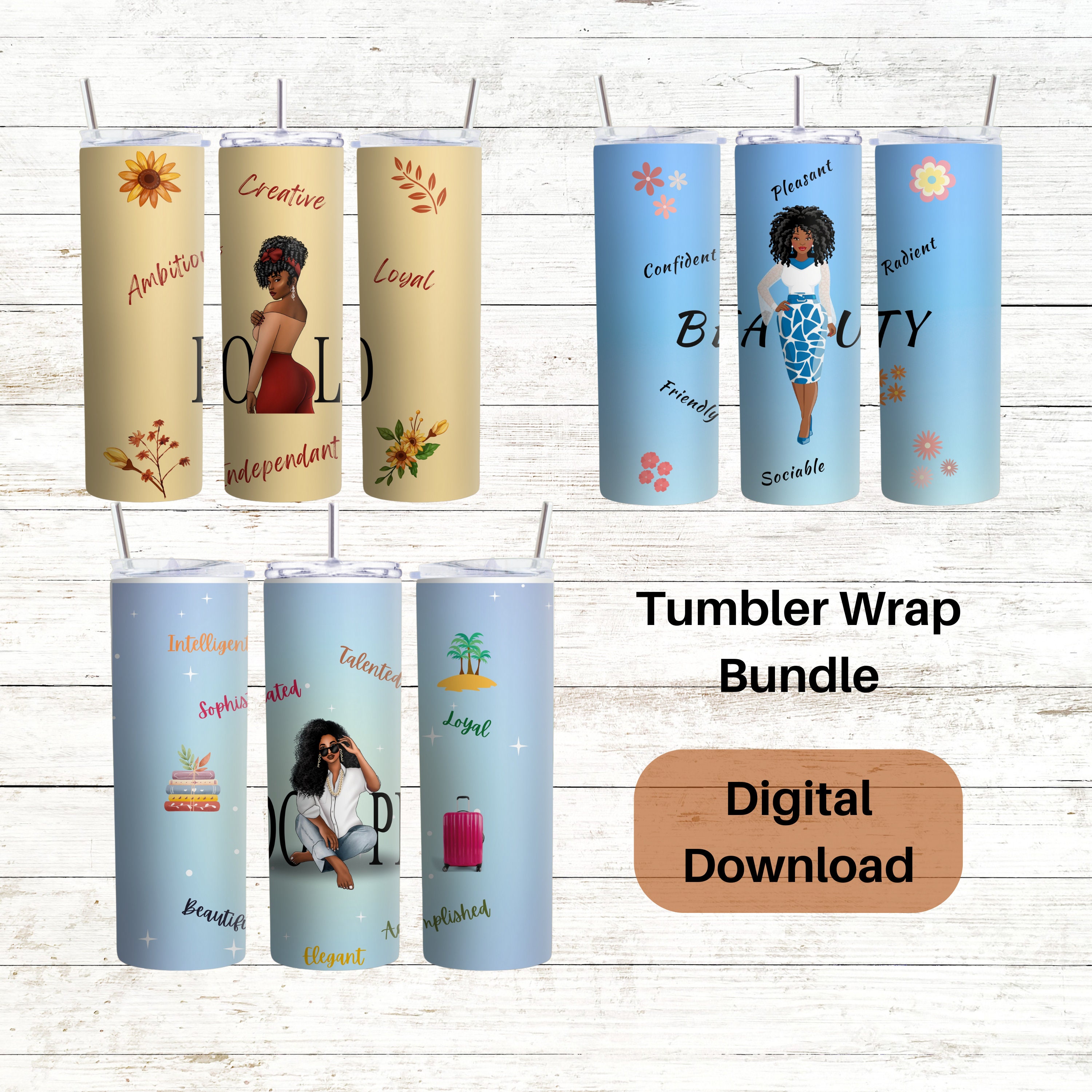 Positive Affirmation 20 Oz Tumbler Wrap Bundle (digital Download) - Etsy
