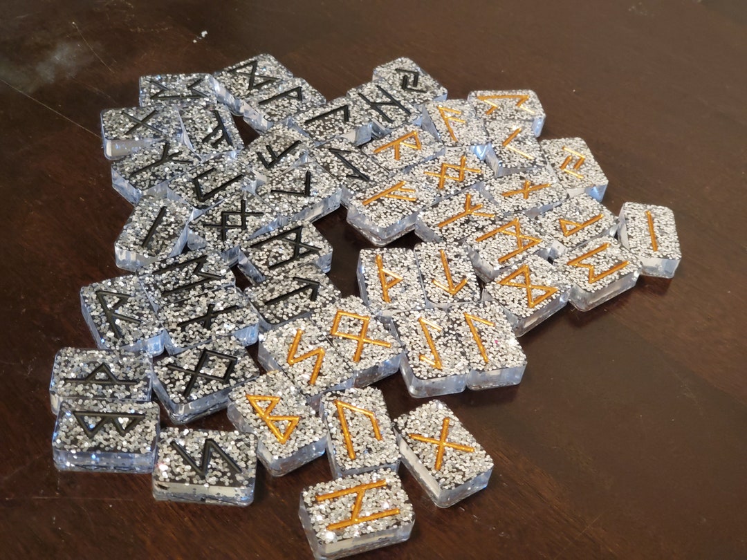 Resin Runes Silver Glitter Sparkle Shimmer Beautiful Rune Divination ...