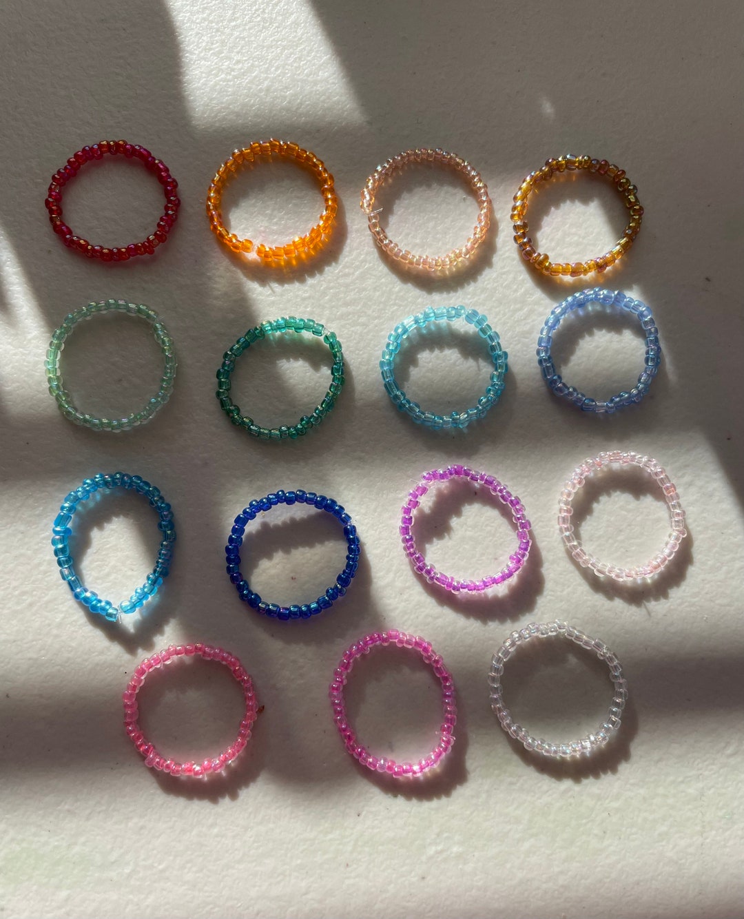 Customizable Dainty Seed Bead Rings - Etsy