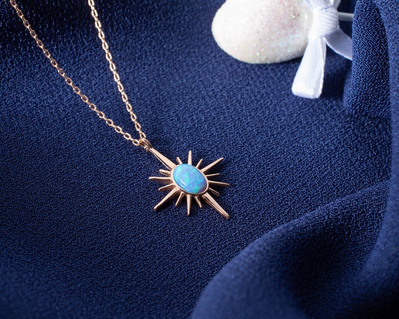 Opal Polar Star Necklace, 18k Rose Gold Plated/18k Gold Plated and ...