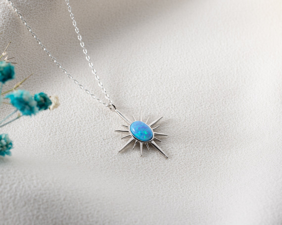 Opal Polar Star Necklace, 18k Rose Gold Plated/18k Gold Plated and ...