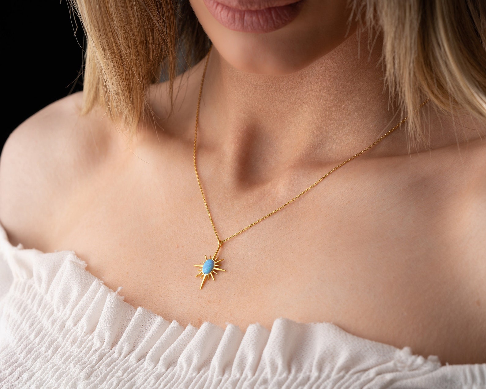 Opal Polar Star Necklace, 18k Rose Gold Plated/18k Gold Plated and ...