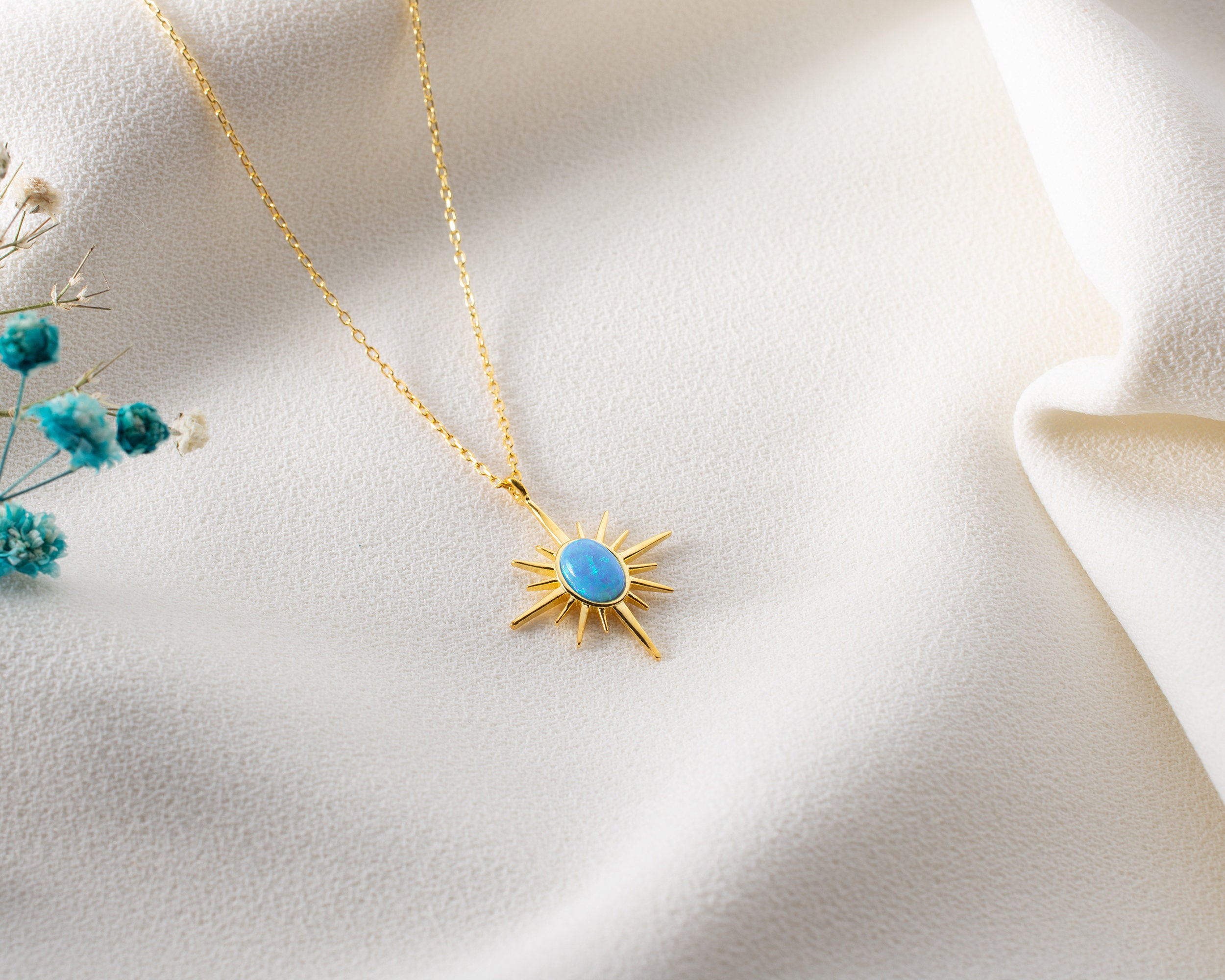 Opal Polar Star Necklace, 18k Rose Gold Plated/18k Gold Plated and ...