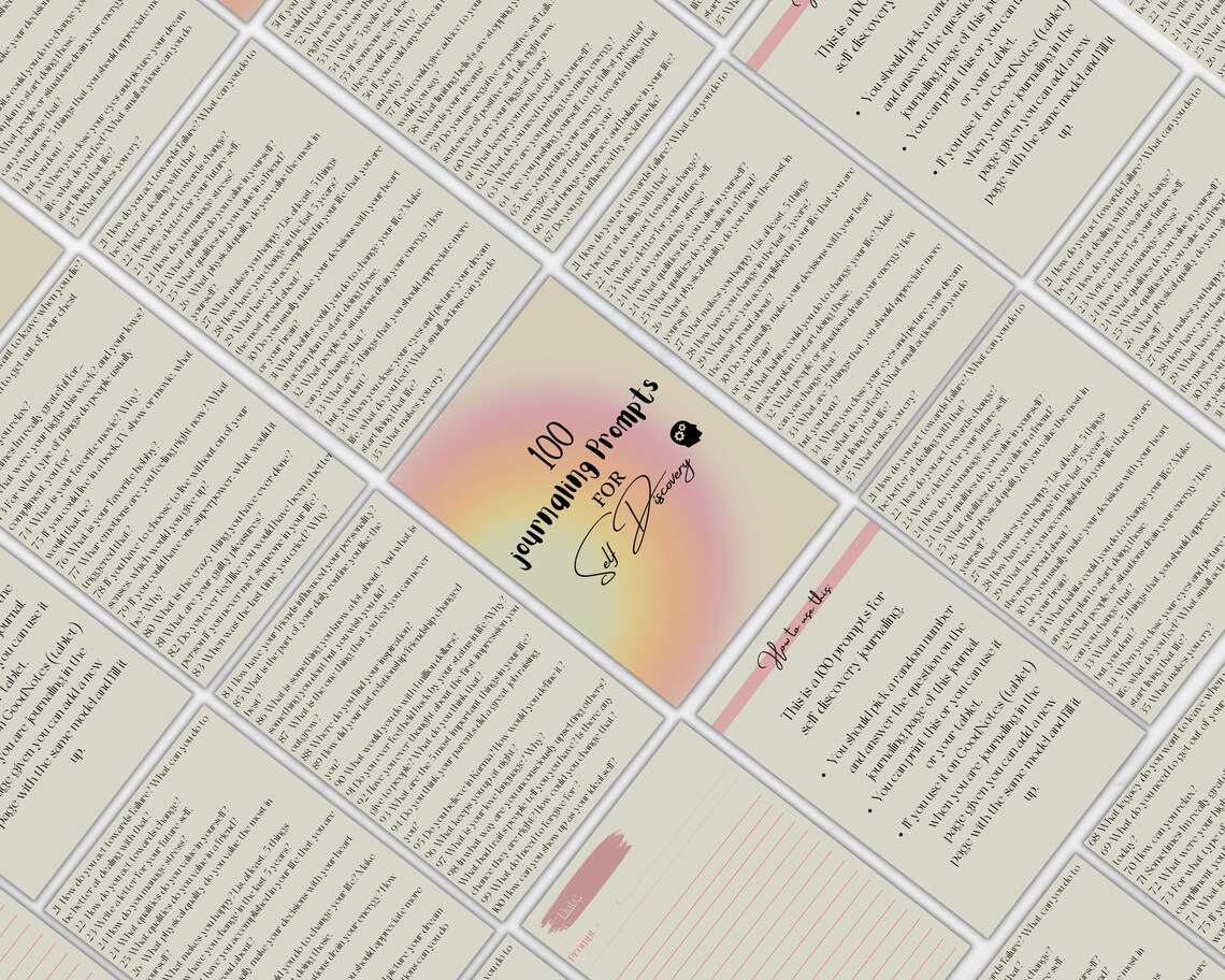 Printable Self Discovery Journal | 100 Journaling Prompts for Self ...