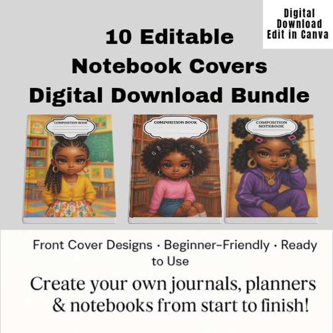 Editable Notebook Cover Bundle: Canva Templates (digital Download) - Etsy