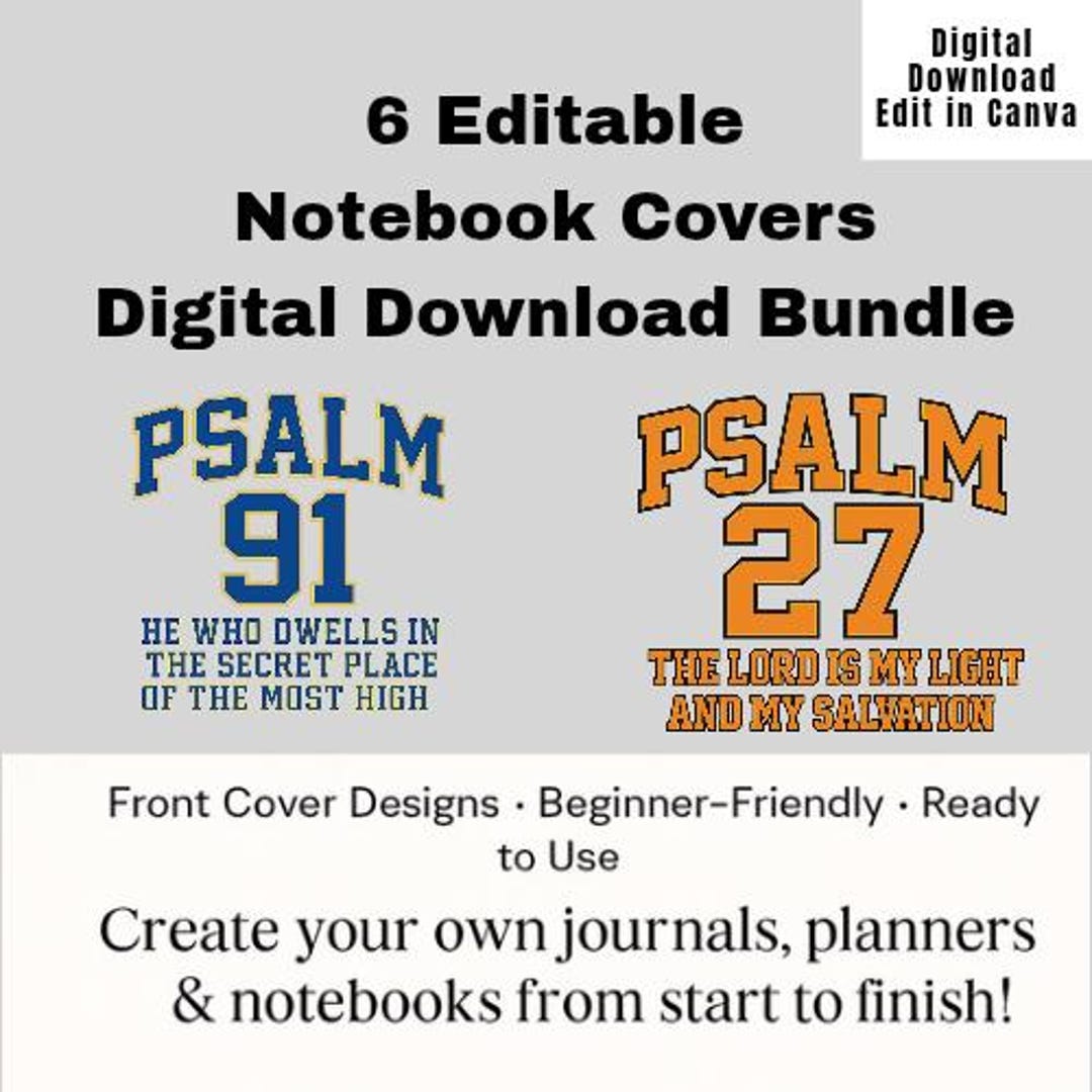 Editable Psalm Notebook Cover Templates: T-shirt & Journal Design ...