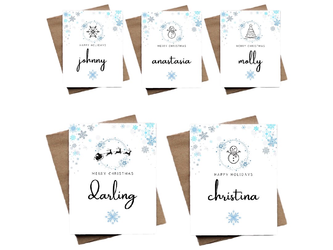 Personalized Snowflake Christmas Card | Modern Holiday Greeting - Etsy