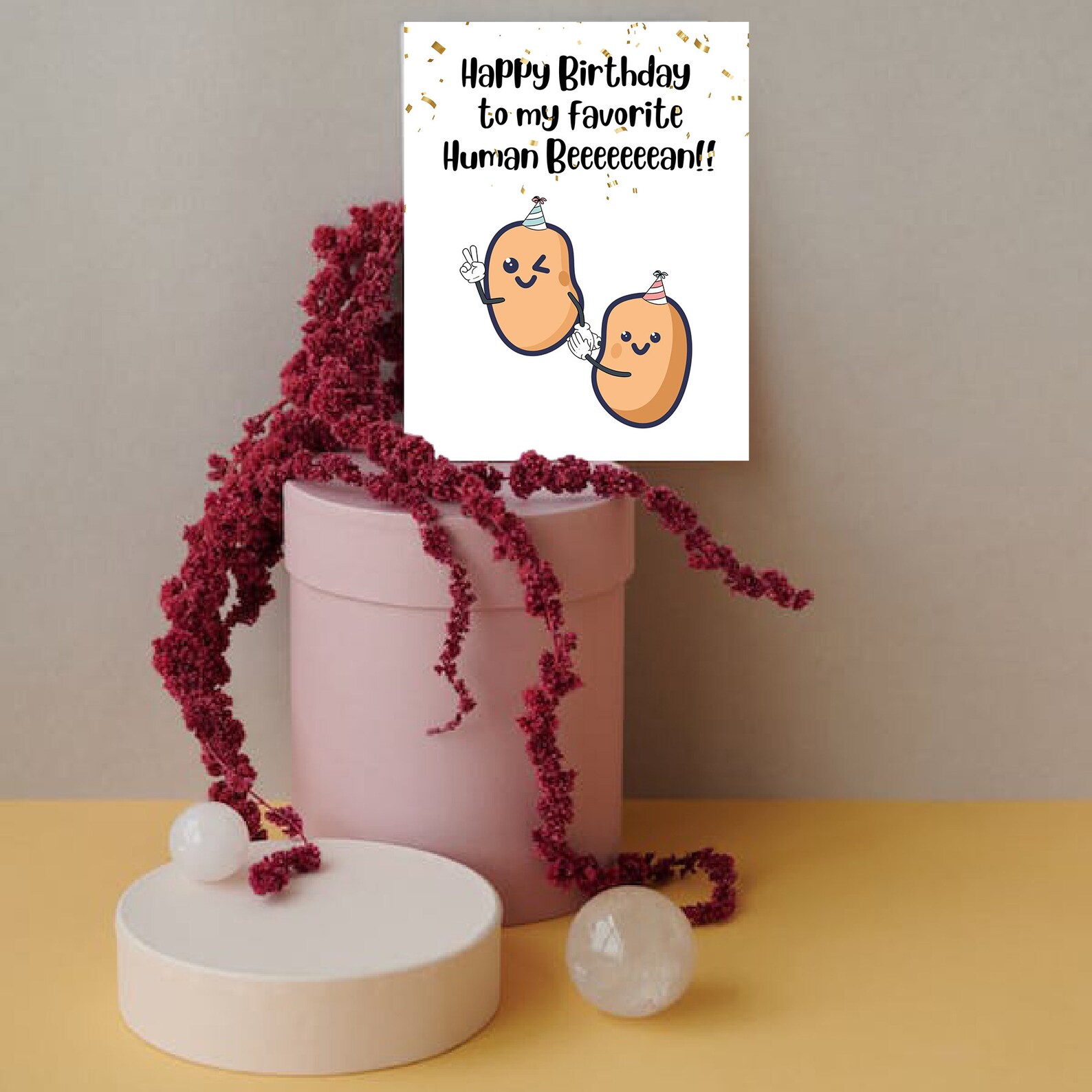 Digital Human Bean Birthday Card, Printable Happy Birthday Human Bean ...