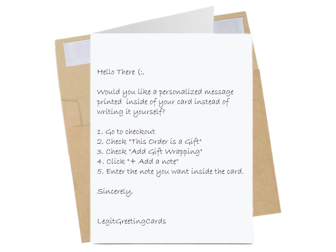 Blank Greeting Card With Custom Message Printed Inside for Gifts - Etsy