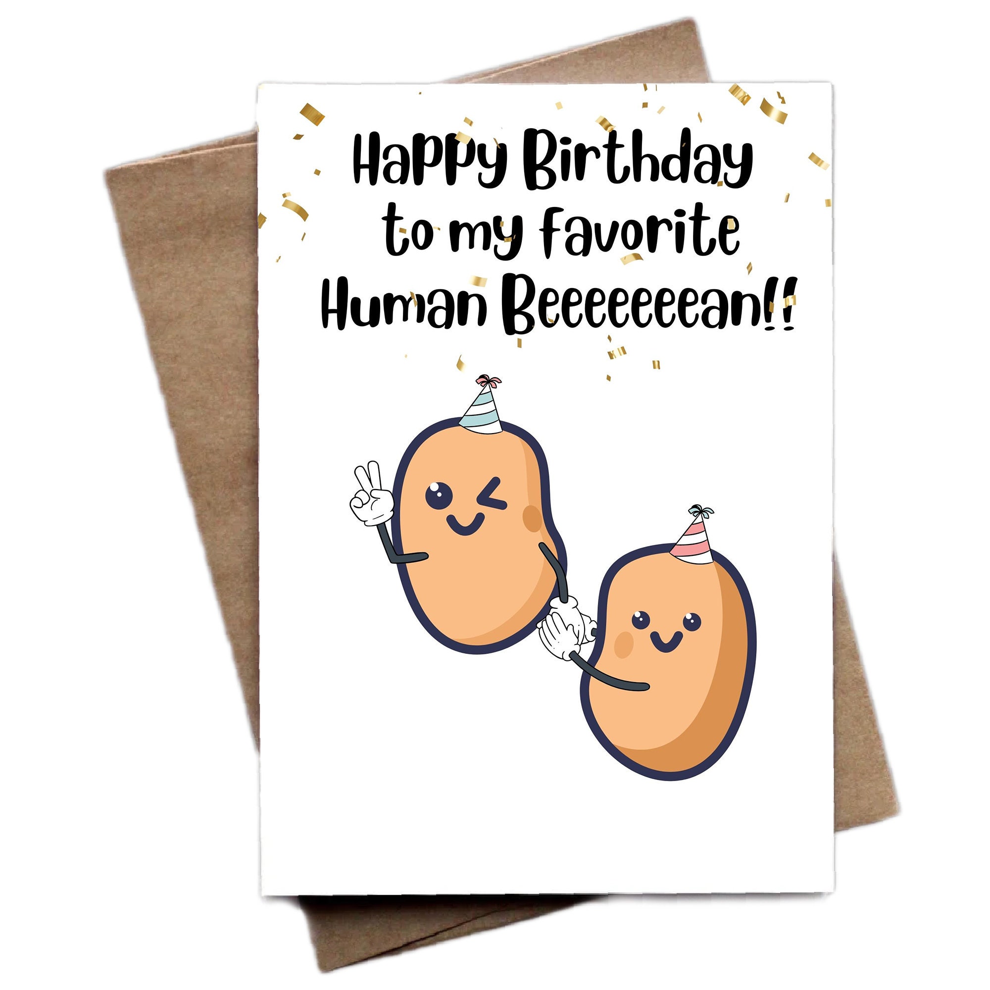 Digital Human Bean Birthday Card, Printable Happy Birthday Human Bean ...