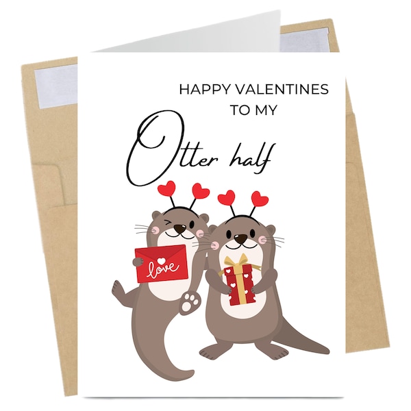 Otter Valentine Card - Etsy