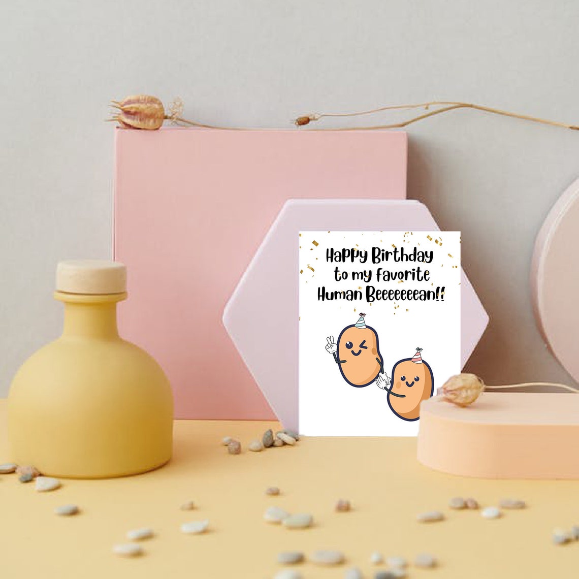 Digital Human Bean Birthday Card, Printable Happy Birthday Human Bean ...