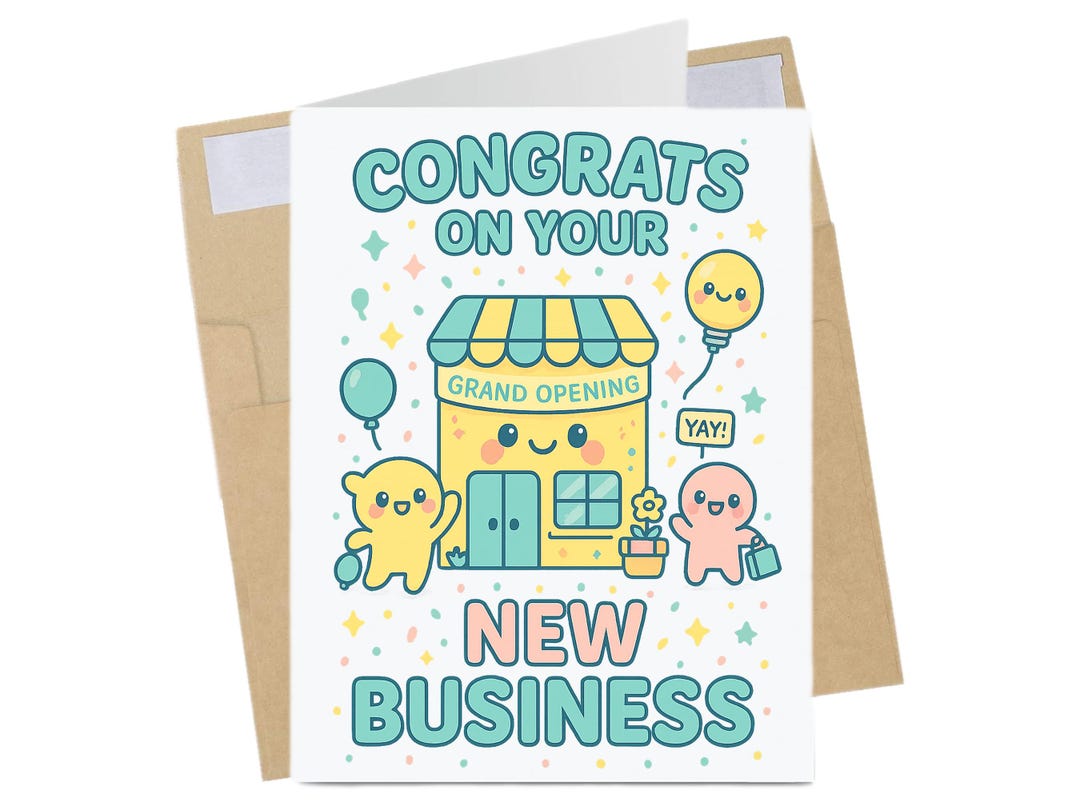 Kawaii Grand Opening Greeting Card – New Business Congratulations - Etsy