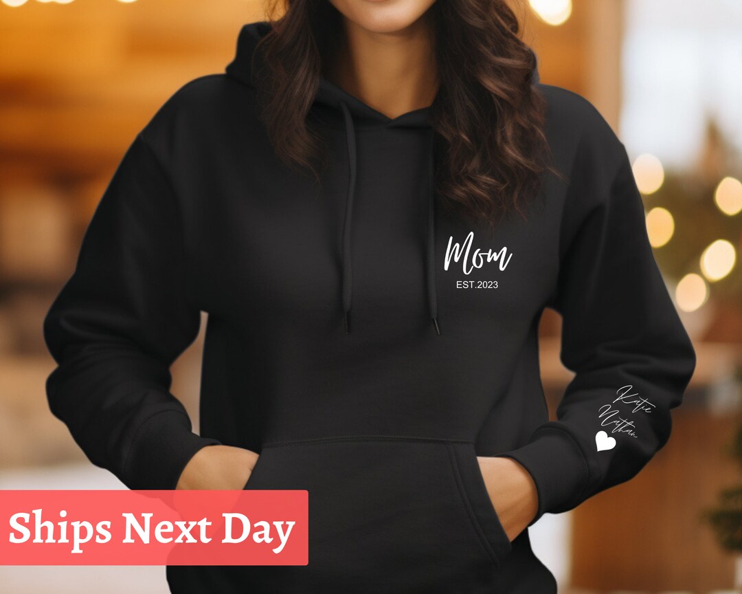 Personalized Mama Hoodie With Kids Names on Sleeve, Custom Mom Hoodie ...