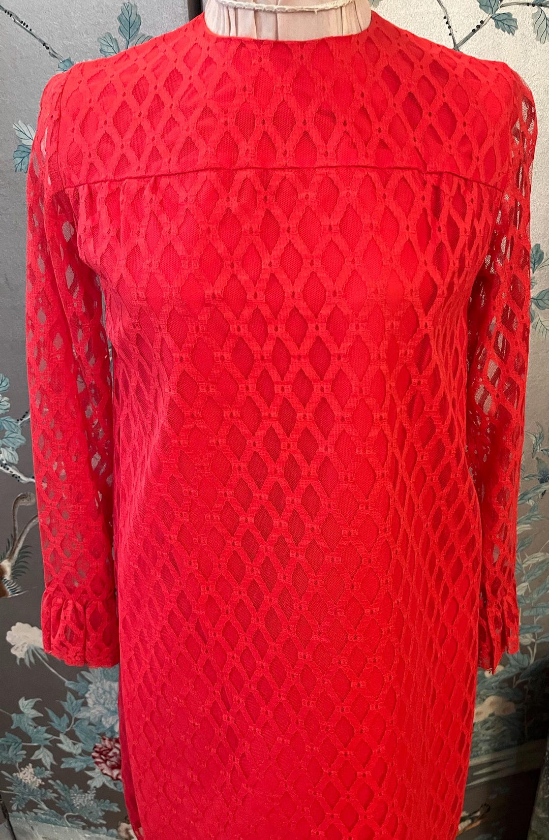 60’s Bobbie Brooks Vintage, Red Lace Over Read Cotton Lining, Sheer ...