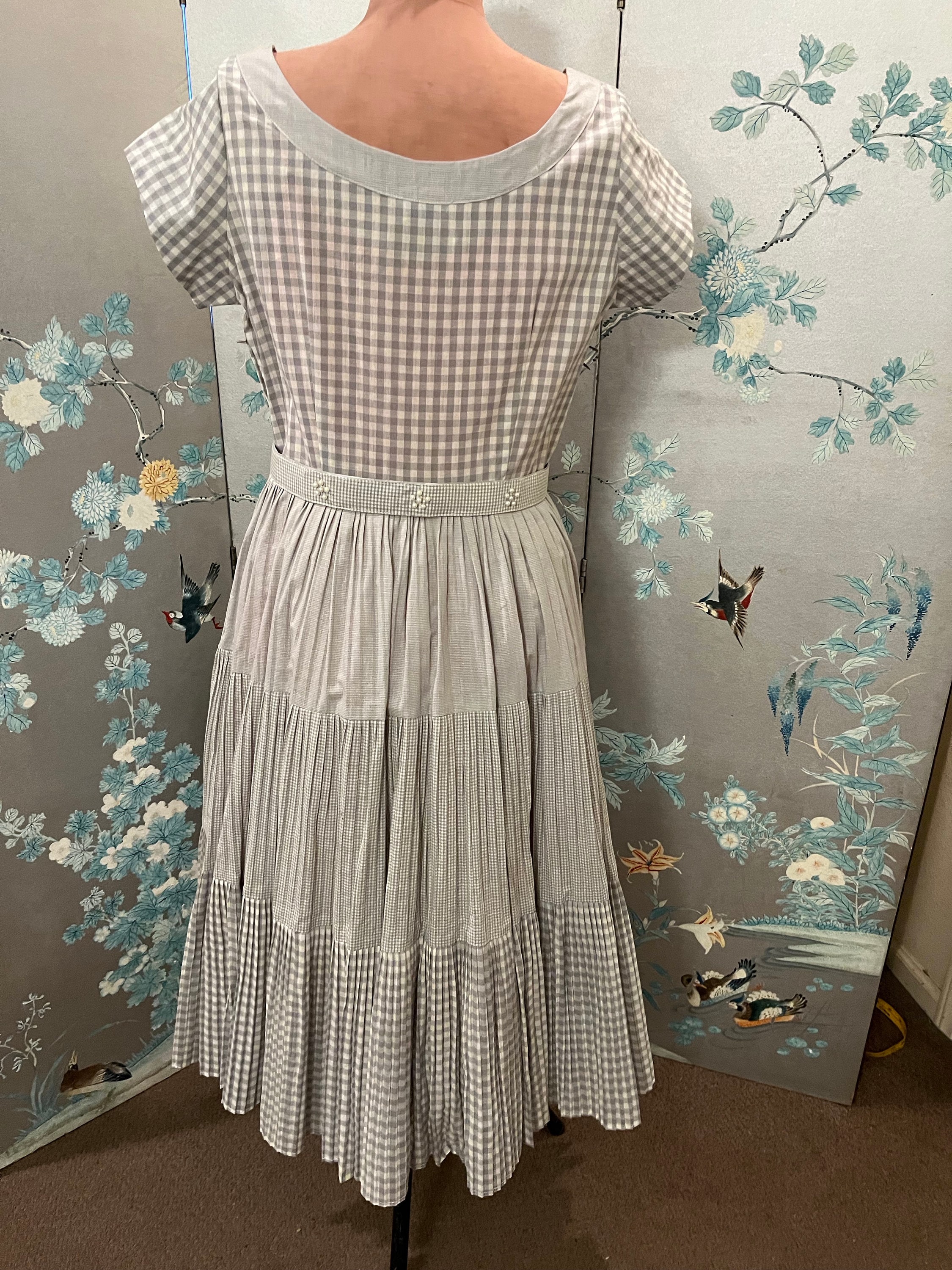1950 Vintage, “miami Miss” Label, Grey and White Check, Cotton Dress - Etsy