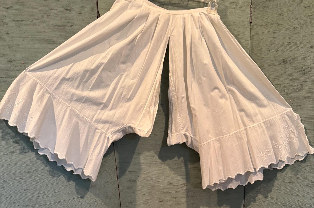 1900 Bloomers, Open Crotch With Embroidery on Light Cotton in White - Etsy
