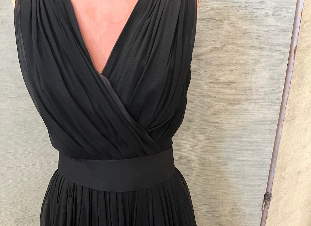 60’s Black Silk Chiffon Cocktail Dress, Think Elizabeth Taylor; Cat on ...