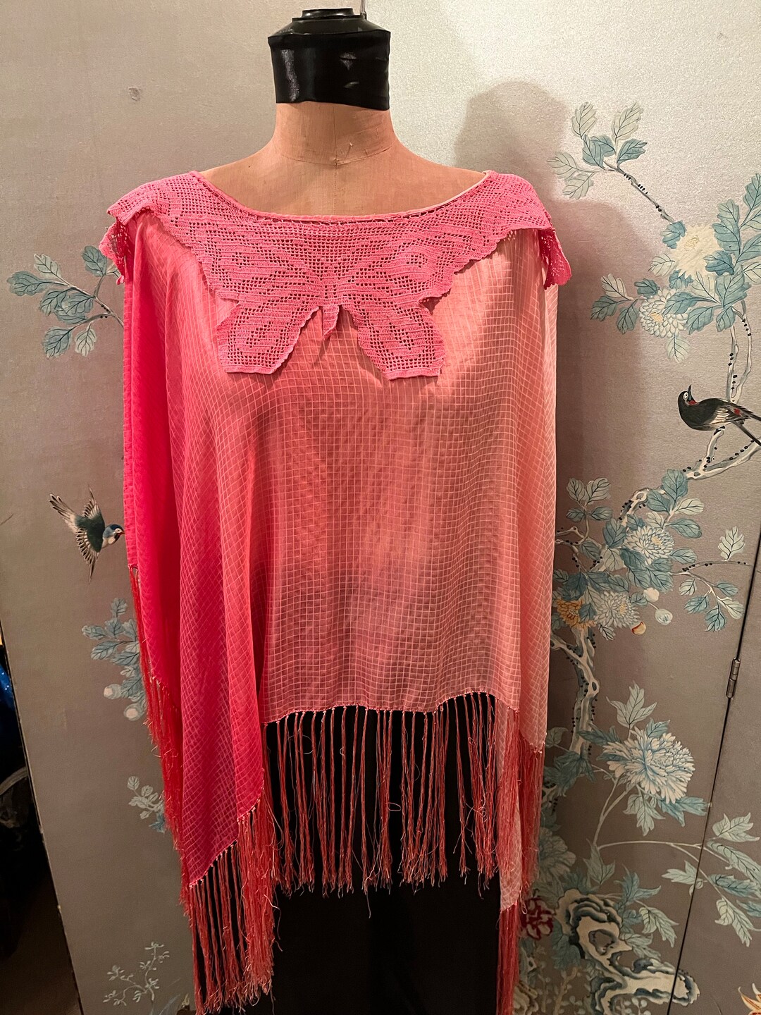 1970 ‘anne Klein” Re-imagined, Silk Shawl In, Graduated Shades of Pink ...