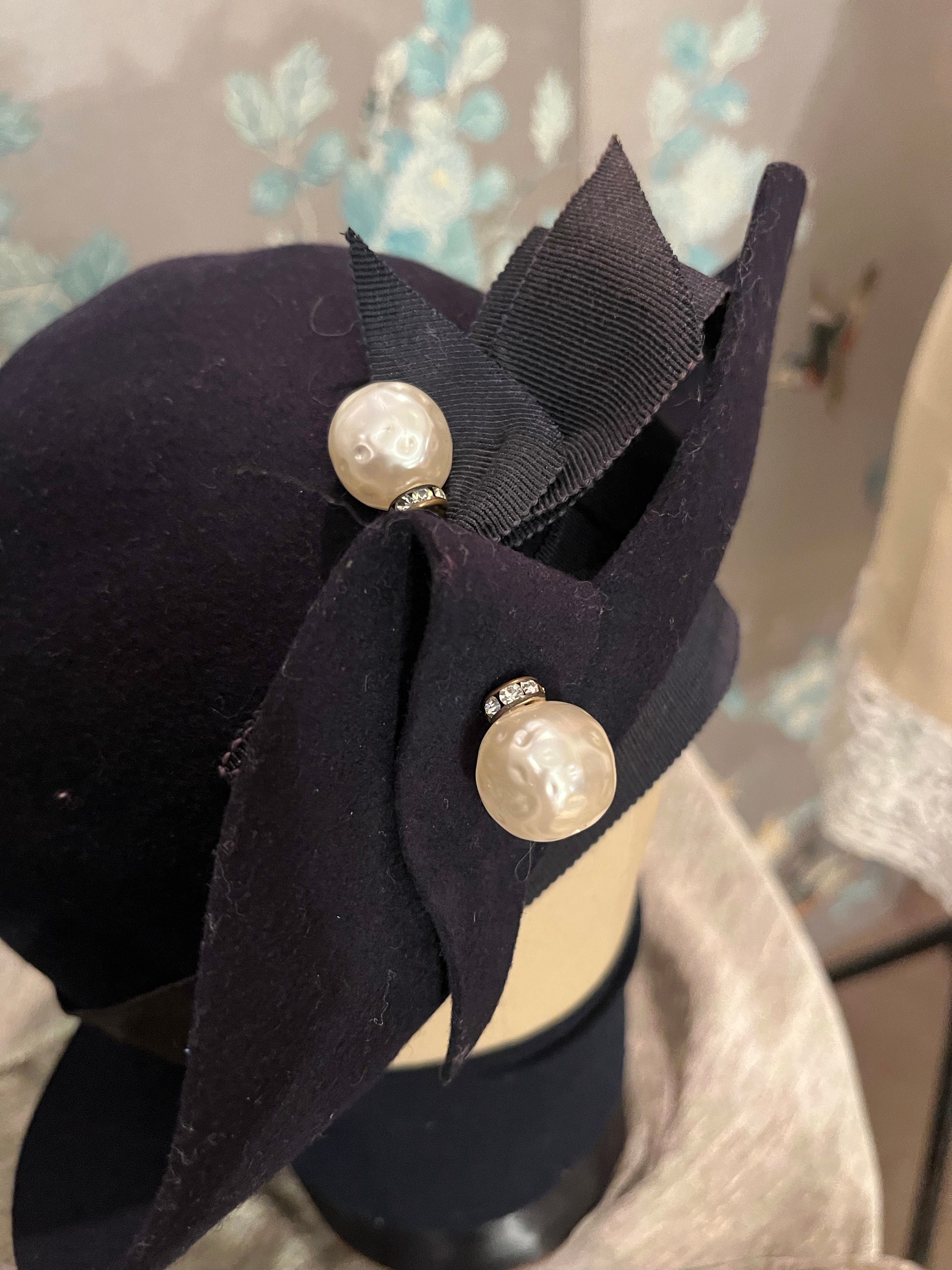 1930 Du Barry Hat With the Tag Still Attached. Black Felt With Baroque ...