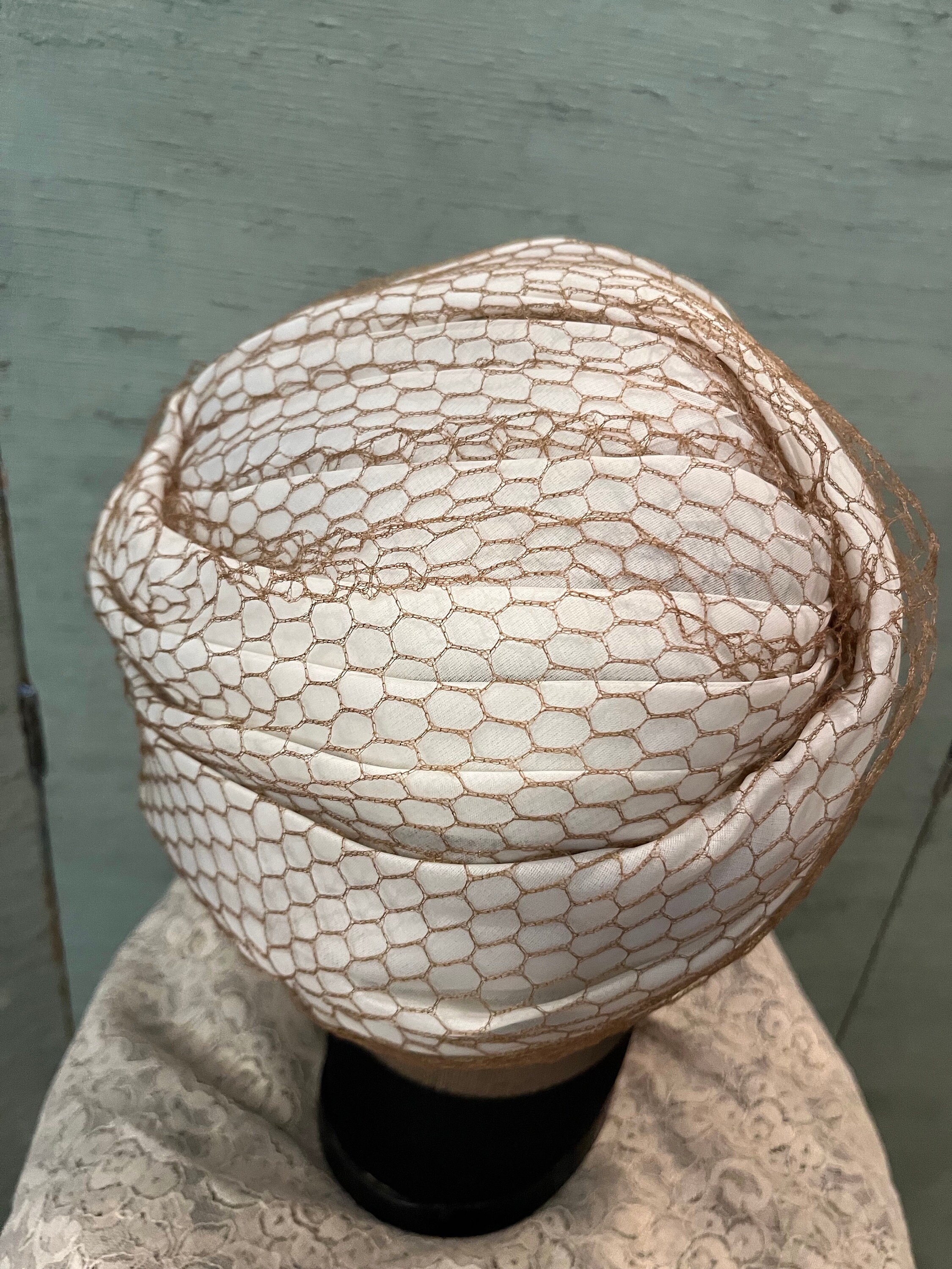 1980 Cloche Turban, White Silk Organdies With Tan Silk Netting, the ...
