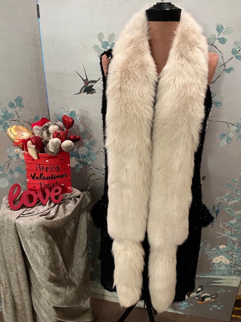 White Fox Stole With Two Tails Attached, 92 Long, 6 Wide - Etsy