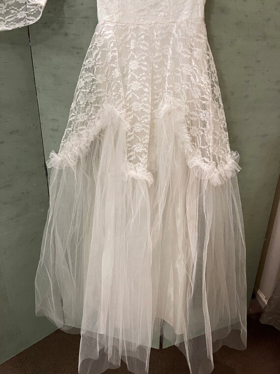 1950 Net gown with lace and a lace Bolero jacket, bri… - Gem