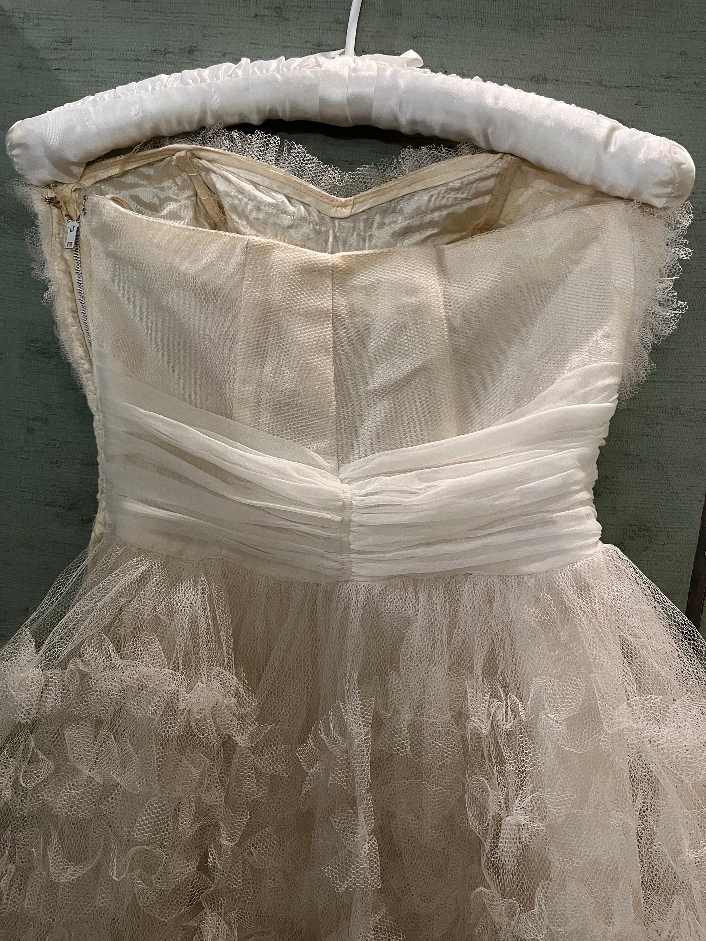 1950 Net Prom Dress or Wedding, Ballerina Length, Strapless Party Dress ...