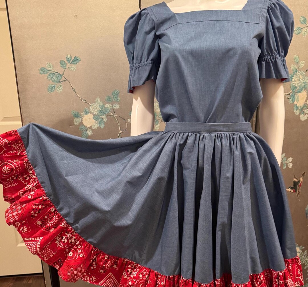 50’s Rockabilly Set, Square Dancing—western Set, Blue With Red Kerchief ...