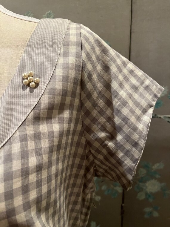 1950 vintage, “Miami Miss” label, grey and white chec… - Gem