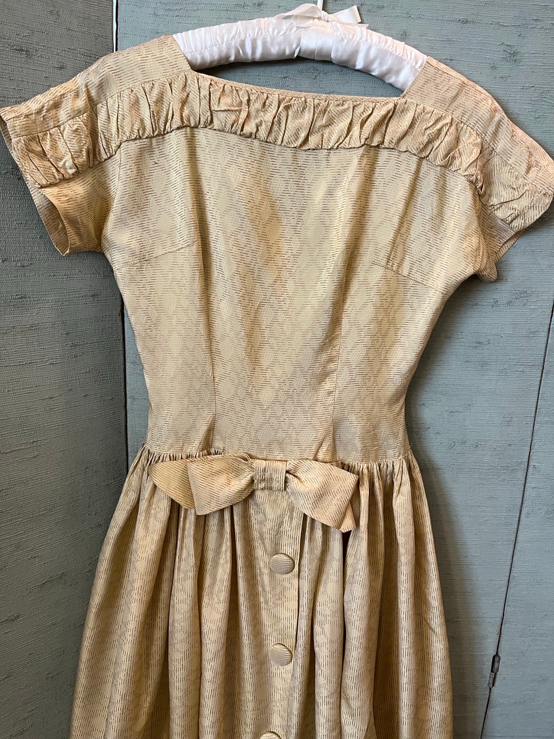 1960 Champaign Silk Dress up Dress, - Etsy