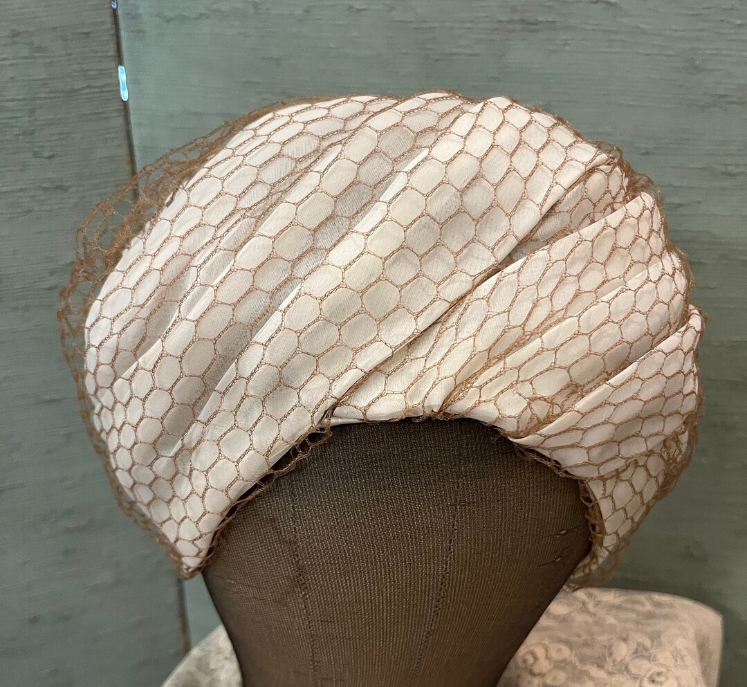 1980 Cloche Turban, White Silk Organdies With Tan Silk Netting, the ...