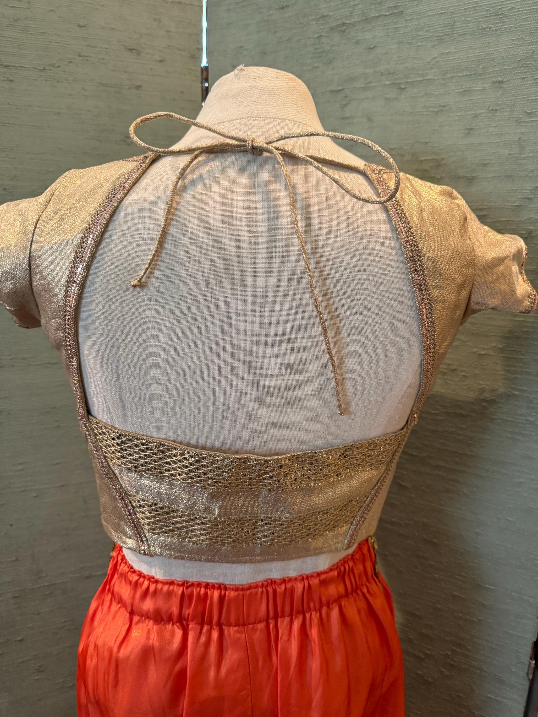 Arabian Dance Costume, Gold and Orange Two Piece - Etsy