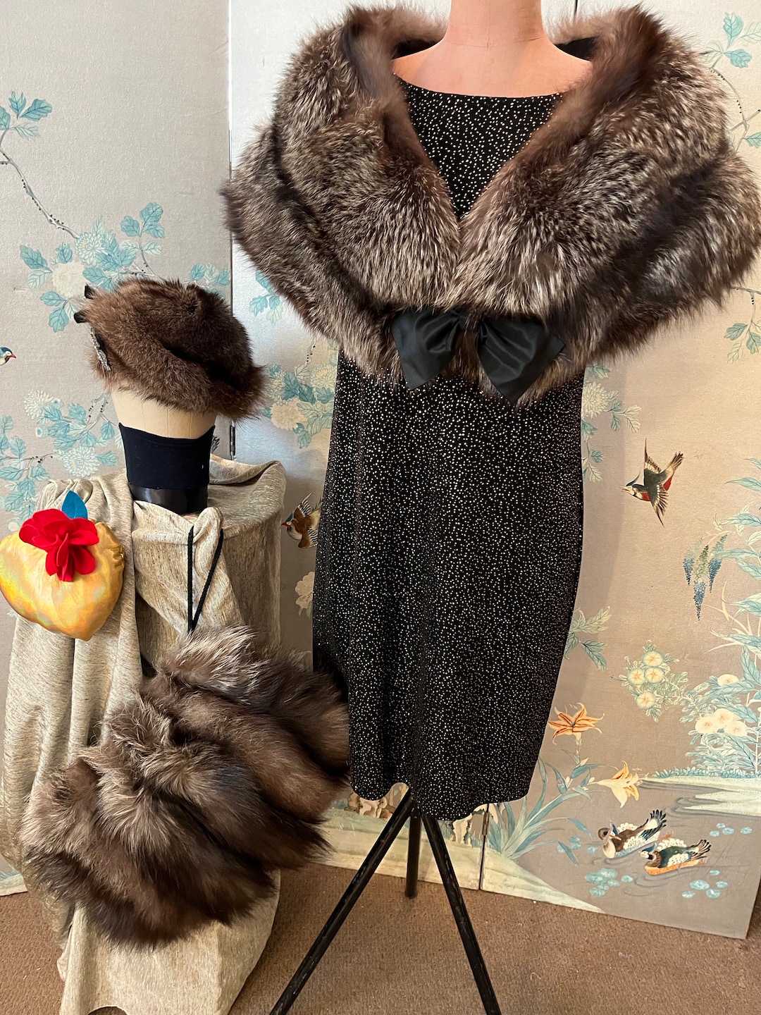 1960’s Silver Fox Stole With Black Bow Closure - Etsy