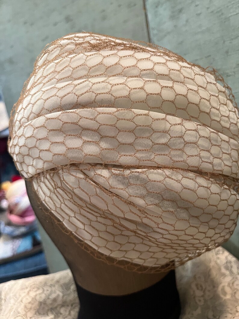 1980 Cloche Turban, White Silk Organdies With Tan Silk Netting, the ...